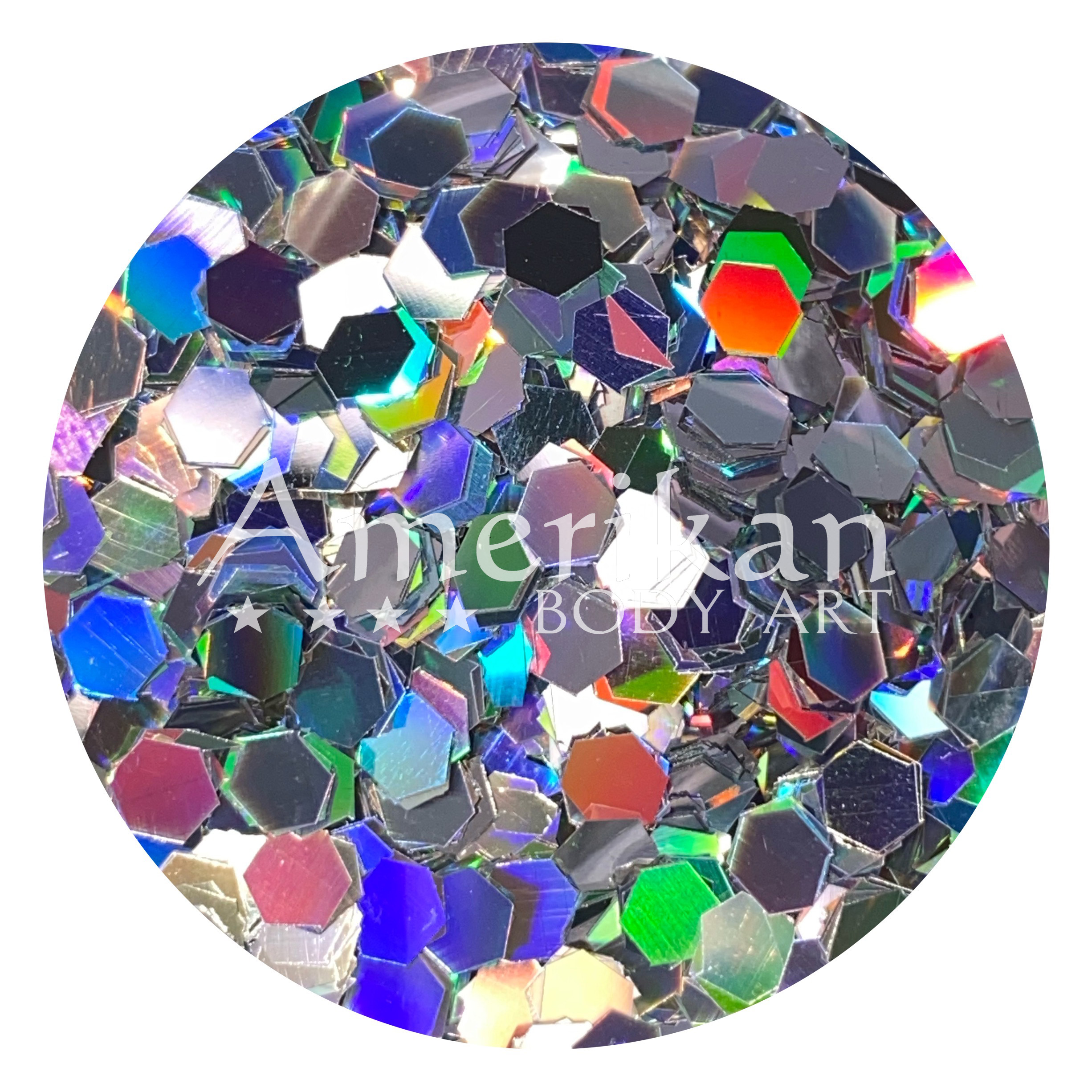 Holographic Silver Chunky Glitter (0.125" Hex)