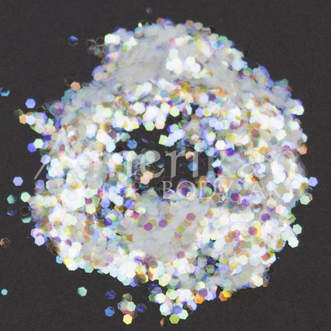 Holographic White Chunky Glitter (0.062" hex)